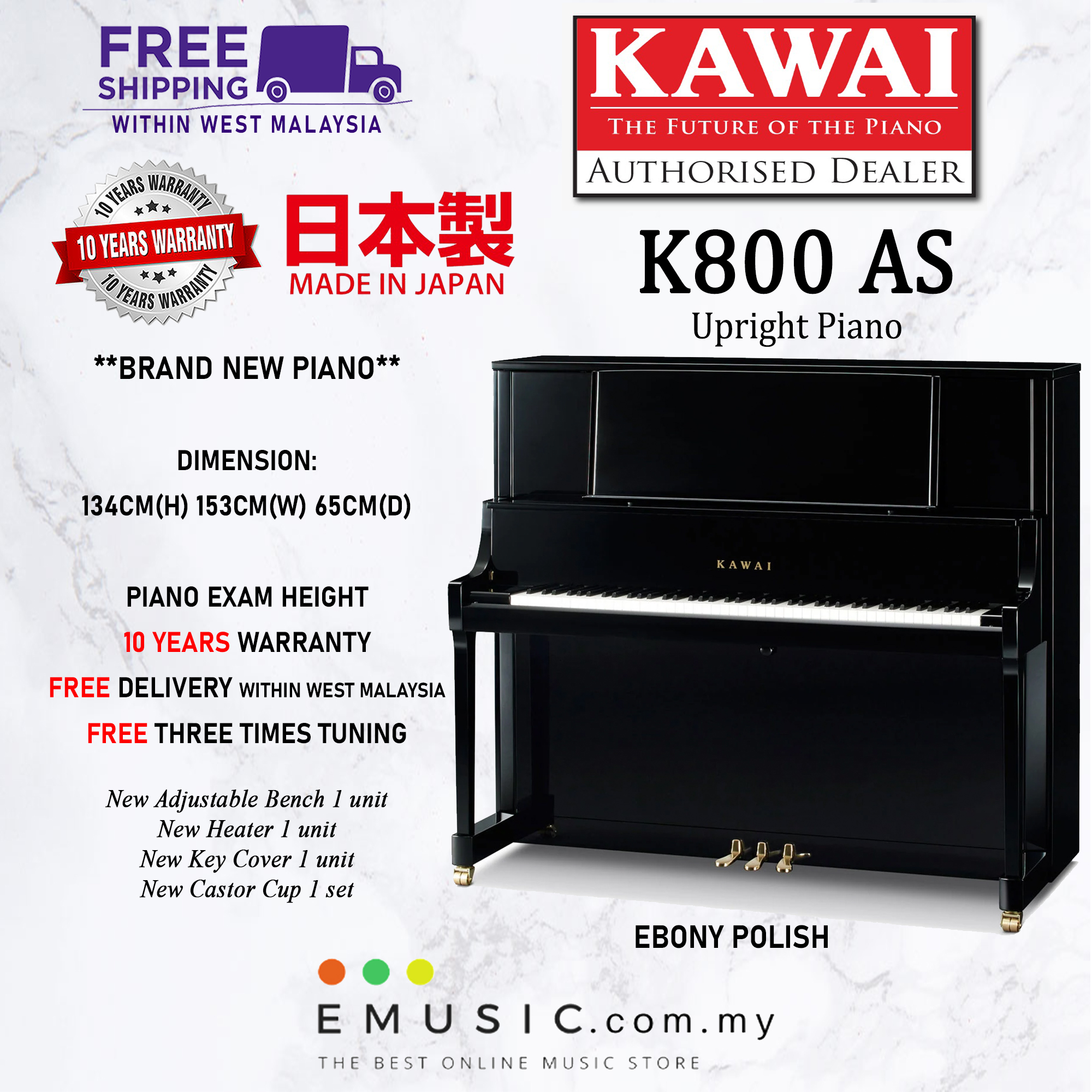 Kawai K800 AS (Made in Japan) Professional Brand New Acoustic Upright ...